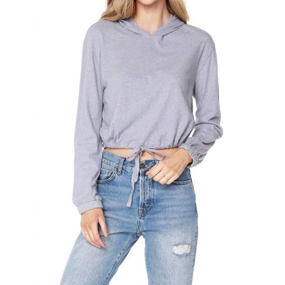 bobi | Tops | New Bobi Drawstring Hem Cropped Hoodie In Dove | Poshmark